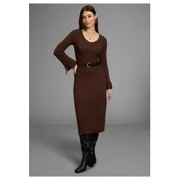 Strickkleid Bruno Banani, Damen, Gr. 42, N-Gr, braun, Obermaterial: 70% Viskose, 30% Polyamid, unifarben, Basic, Kleider, mit besonderem Ärmeldetail