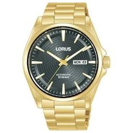 Automatikuhr Lorus, goldfarben, schwarz, Armbanduhren, Herren, Armbanduhr, Herrenuhr, Mechanische Uhr, Edelstahlarmband, analog, Tag