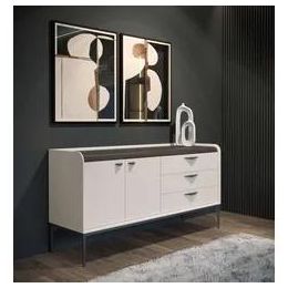 Kommode Inosign "Soffy Kombikommode, Sideboard, Schubladenkommode", pepper weiß, eiche melinga grau, B:167cm H:86cm T:50cm, MDF, Spanplatte, Sideboards, UV lackiert, Soft Close Funktion, Metallgestell in Anthrazit Dekor