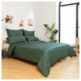 Bettwäsche WOLKENFELD "Edel Mako-Satin Bettwäsche, unfassbar weich", waldgrun, B/L: 200cm x 200cm, 2 St., Mako-Satin, B/L: 40cm x 80cm & 40cm x 80cm, Mako-Satin, Obermaterial: 100% Baumwolle, Bettwäsche, 135x200 cm, 155x220 & Übergrößen I inkl. Kissenbezüge 80x80 I Uni