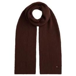 Strickschal Tommy Hilfiger "TH FLAG PIMA COTTON CASH SCARF", Damen, rich walnut, Strick, Baumwollmischung, Modetücher, mit Logostickerei, mit Kaschmiranteil Unisex
