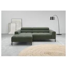 Ecksofa Home Affaire "Ecksofa Claya, L-Form, Kopfteilverstellung, Breite 223 cm", oliv, B:223cm H:71cm T:179cm, 95% Polyester, 5% Nylon, Sofas, Moderne Steppung, weicher Polsteraufbau & saugroboterfreundliche Höhe