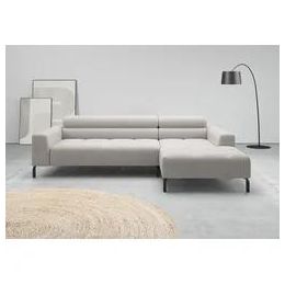 Ecksofa Home Affaire "Ecksofa Claya, L-Form, Kopfteilverstellung, Breite 258 cm", light grau, B:258cm H:71cm T:179cm, 100% Polyester, Sofas, Moderne Steppung, weicher Polsteraufbau & saugroboterfreundliche Höhe