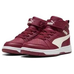 Winterboots Puma "REBOUND V6 MID WTR AC+ PS", Kinder, Gr. 35, team regal rot, warm weiß, Puma weiß, Synthetik, mehrfarbig, Schuhe, Winterschuhe, Sneakerboots, gefüttert