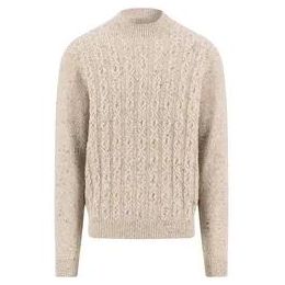 Strickpullover Fynch-Hatton, Herren, Gr. M, winter whi, Strick, Obermaterial: 65% Wolle, 30% Nylon, 5% Alpaka, meliert, h&uuml;ftbedeckend, Rundhals, B&uuml;ndchen, Pullover Strickpullover, mit Zopfmuster