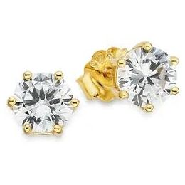 Paar Ohrstecker Bruno Banani "Schmuck, Geschenk, Silberohrstecker gelbgoldfarben vergoldet", gold (gelbgoldfarben, kristallweiß, kristallweiß), Ohrringe, Damen, Silber 925 (Sterlingsilber), mit Zirkonia (synth.)