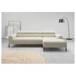 Ecksofa Home Affaire "Ecksofa Claya, L-Form, Kopfteilverstellung, Breite 258 cm", nature, B:258cm H:71cm T:179cm, 88% Polyester, 12% Polyacryl, Sofas, Moderne Steppung, weicher Polsteraufbau & saugroboterfreundliche Höhe