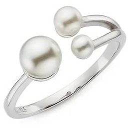 Fingerring "Schmuck, Geschenk, Silbering offen mit synth. Muschelkernperlen" Gr. 56, silberfarben, weiß, ANISTON JEWELRY & WATCHES, Fingerringe, Damen, 56, Perlen Silber 925 (Sterlingsilber), 1,7mm, Perlen, Silber 925 (Sterlingsilber), mit Muschelkernperle (synth.)