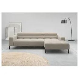 Ecksofa Home Affaire "Ecksofa Claya, L-Form, Kopfteilverstellung, Breite 258 cm", sand, B:258cm H:71cm T:179cm, 95% Polyester, 5% Nylon, Sofas, Moderne Steppung, weicher Polsteraufbau & saugroboterfreundliche Höhe