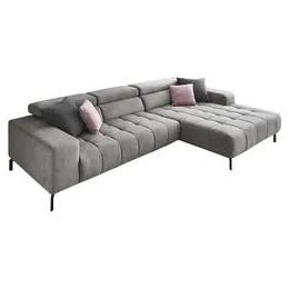 Ecksofa DIE PLANBAR "MP-IN18022 L-Form", grau (granit), B:321cm H:74cm T:190cm, 100% Polyester, Sofas, mit Kopfteilverstellung & Zierkissen, optional Sitztiefenverstellung