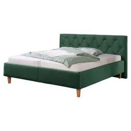 Polsterbett Home Affaire "Sunley 100", grün, B:183cm L:210cm, Struktur (100% Polyester), Strukturstoff (100% Polyester), Betten, Kreuzsteppung, Kopfteilhöhe 102 cm, ohne oder mit Matratze/Lattenrost