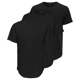 Only & Sons Rundhalsshirt ONLY & SONS "ONSMATT LONGY SS TEE 3-PACK", Herren, Gr. L, schwarz, Single Jersey, Obermaterial: 100% Baumwolle, unifarben, relaxed fit normal, Rundhals, Shirts