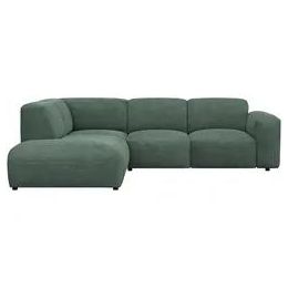 Ecksofa FLEXLUX "Lucera, super bequem durch hochwertigen Sitzaufbau mit Kaltschaum", grün (dusty grün), B:256cm H:73cm T:231cm, 85% Polyester/15%Polyamide, Sofas, modern & anschmiegsam, L-Form, Designsofa