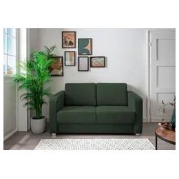Schlafsofa Inosign "Mia Problemlöser Sofa, Einzelauszug, Bettsofa, zeitlos und bequem", grün (moosgrün), B:159cm H:88cm T:87cm, 100% Polyester, Sofas, mit 2 Einzelauszügen als Längsschläfer