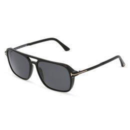 Tom Ford FT0910 CROSBY | Unisex-Sonnenbrille | Fassung: Vollrand, Quadratisch, Kunststoff, Schwarz Glänzend | Glasfarbe: Grau