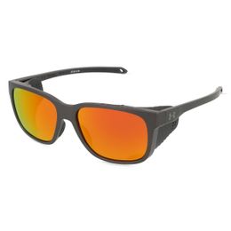 Under Armour UA GLACIAL | Herren-Sonnenbrille | Fassung: Vollrand, Quadratisch, Kunststoff, Schwarz Metallic | Glasfarbe: Rot