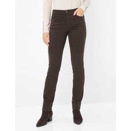 Brax Damen Five-Pocket-Hose Style CAROLA DARK CHOCOLATE, denim dunkelbraun, Gr. 34