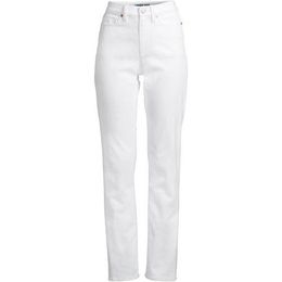 LANDS' END Straight Fit Öko Jeans High Waist, Damen,  Weiß, Elasthan/Baumwoll-Mischung/Polyester-Mischung, by Lands' End