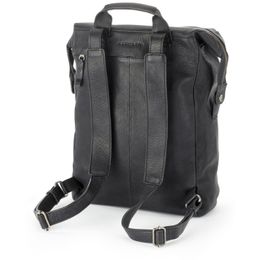 Laptop-Lederrucksack, schwarz
