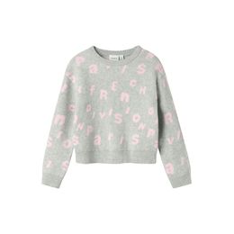 name it Pullover 'NMFOLINE' Mädchen Größe 98 hellgrau / rosa