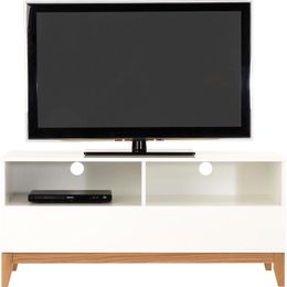 WOODMAN TV-Board »Elinee« Breite 120 cm, im angesagten skandinavischen Look, FSC weiss/natur Mit praktischer Kabeldurchführung