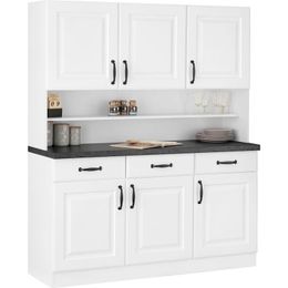 Wiho-K&uuml;chen WIHO K&Uuml;CHEN K&uuml;chenbuffet &raquo;Erla&laquo; 150 cm breit mit Kassettenfront Front: Kassette wei&szlig;, Korpus: wei&szlig;, Arbeitsplatte: Granit Schwarz