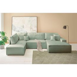 OTTO HOME andas Wohnlandschaft »FINNLEY, U-Form XXL 329 cm, Schlafsofa, Schlaffunktion m. Bettkasten« verfügbar in den Stoffqualitäten Bouclé,...