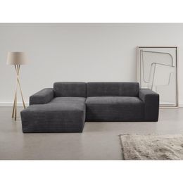 WERK2 Ecksofa »Zeus-L modern & zeitlos, Breite 253 cm, bequemes Sofa« Curvy Trend Ecksofa mit urbaner Optik Anthrazit