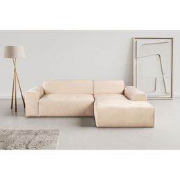 WERK2 Ecksofa »Zeus-L modern & zeitlos, Breite 253 cm, bequemes Sofa« Curvy Trend Ecksofa mit urbaner Optik Creme