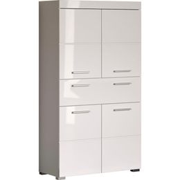 Welltime Midischrank »Avena« Standschrank mit 4 Türen, 1 Schublade - (B/T/H) 73/31/130 cm weiß/weiß Hochglanz weiß matt