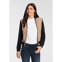 Mauritius Lederjacke &raquo;GWHanja OT&laquo; mit Kapuze im Materialmix light beige S