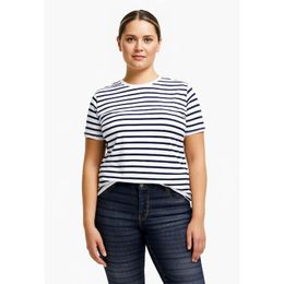 Only CARMAKOMA Kurzarmshirt »CARNEW SOPH SS Y/D STRIPE JEANS TEE JRS« Cloud Dancer Stripes:Total Eclipse XL XL Shirt von Only CARMAKOMA