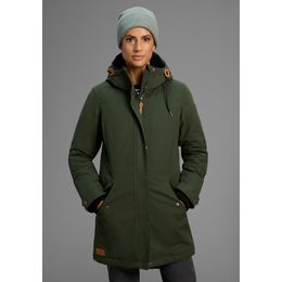Kangaroos Parka mit Teddy Fellimitat gefüttert, Winterjacke dunkel khaki 50 50 Parka mit winddichten und wasserdichten Eigenschaften - ideal bei...