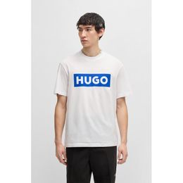 HUGO BLUE T-Shirt »Nico« mit großem Logo-Print, Unisex White100 M M Kurzarm T-Shirt für vielseitige Styles