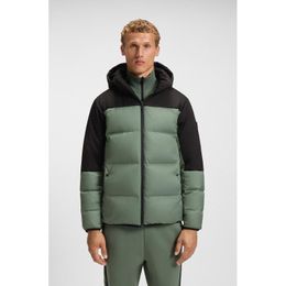 BOSS Green Daunenjacke mit Kapuze abnehmbare Kapuze, Regular Fit, warm wattiert Open Green358 M M Winterwarme Kapuzenjacke mit sportlicher Farb-...