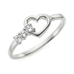 ANISTON JEWELRY & WATCHES Fingerring »Schmuck Geschenk Silbering mit Herzchen« mit Zirkonia (synth.) silberfarben-kristallweiß 56 Modischer...