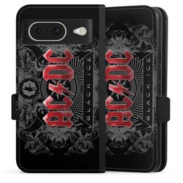 DeinDesign Google Pixel 8 Handy Klapphülle Handyhülle aus Kunst Leder schwarz Flip Case Acdc Black Ice Merchandise Sideflip mit Lasche