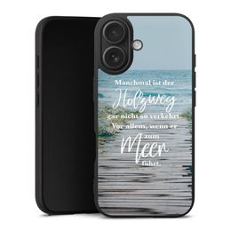 DeinDesign iPhone 17 Handy Premium Silikon H&uuml;lle Handyh&uuml;lle schwarz Case Statement Beach Spruch Silikon Premium Case