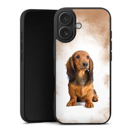 DeinDesign iPhone 17 Handy Premium Silikon H&uuml;lle Handyh&uuml;lle schwarz Case Pet Dachshund Dog Silikon Premium Case