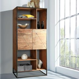 Regal 88 x 193 x 40 cm Akazienholz massiv stone KADDY