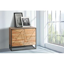 Kommode 88 x 76 x 30 cm Akazienholz massiv stone KADDY 2