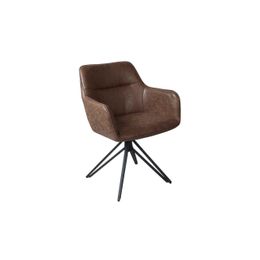 Drehstuhl 180 Grad drehbar Armlehnstuhl Wildleder-Optik Metallgestell schwarz PITT