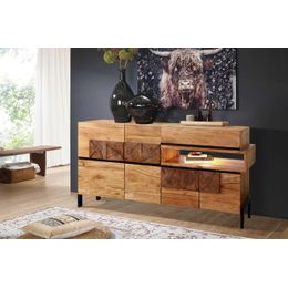 Kommode 182 x 95 x 45 cm Akazienholz massiv stone LAURETTE