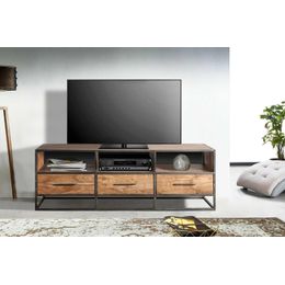TV-Board Akazienholz massiv stone Lowboard 3 Schubladen Oklahoma