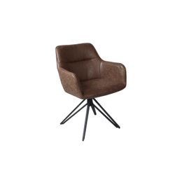Drehstuhl 180 Grad drehbar Armlehnstuhl Wildleder-Optik Metallgestell schwarz PITT