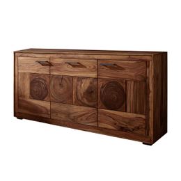 B-Ware Einzelstück Sideboard 170 x 82,5 x 40 cm Akazienholz massiv nussbaumfarben Nora