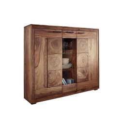 B-Ware Einzelstück Highboard 150 x 130 x 40 cm Akazienholz naturfarben Kati