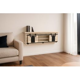 Wandboard Akazienholz massiv eichefarben Wandregal 130 x 25 x 35 cm LIBRO