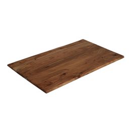 Tischplatte Baumkante Akazie massiv Nussbaum 120 x 70 cm BRASILEIRO