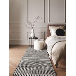 benuta Finest Wollteppich Läufer für Flur Hera Beige/Schwarz 80x250 cm - Naturfaserteppich aus Wolle